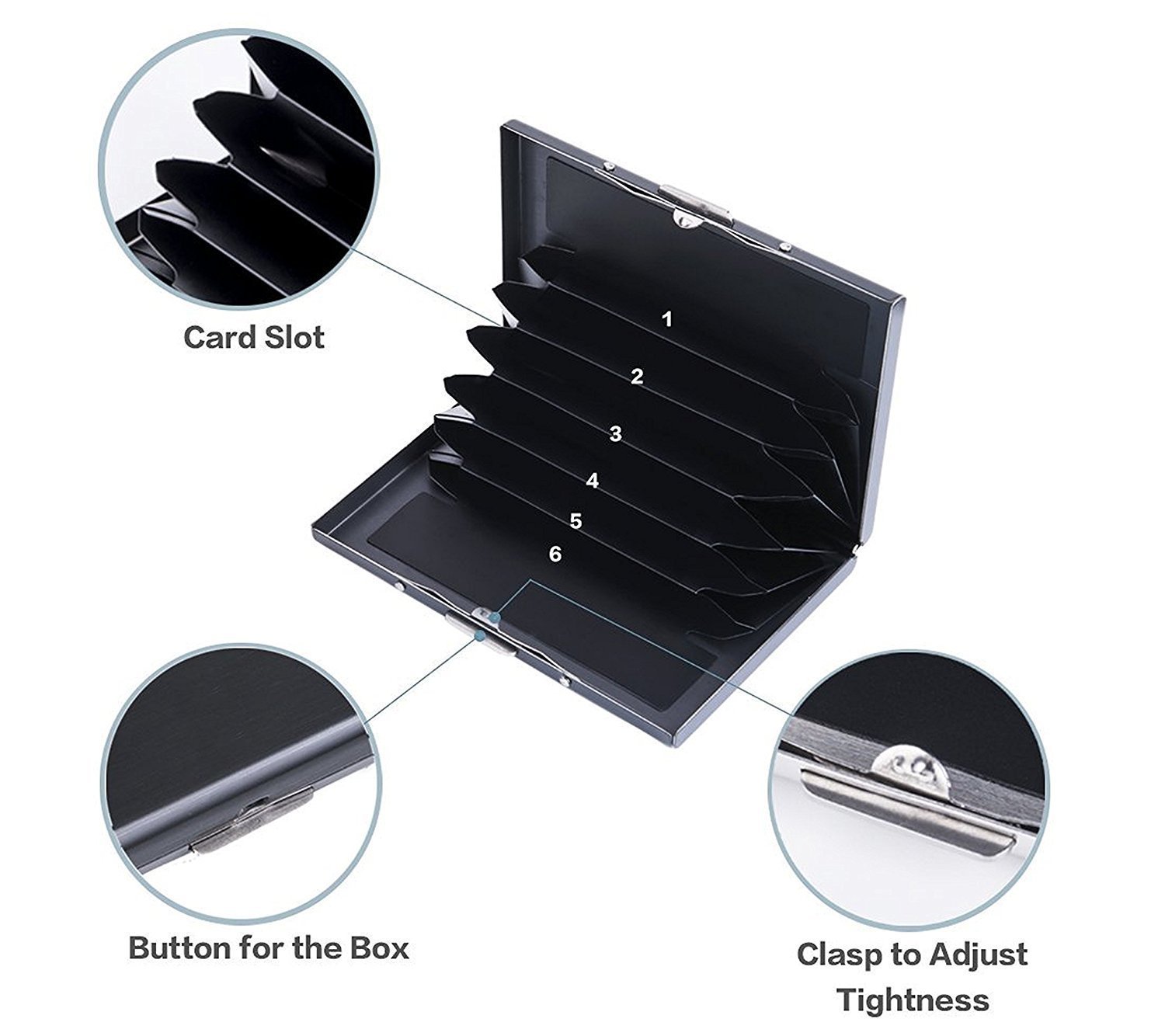 DAHSHA RFID Blocking 6 slot Credit Card Holder, Metal Credit Card Case ...